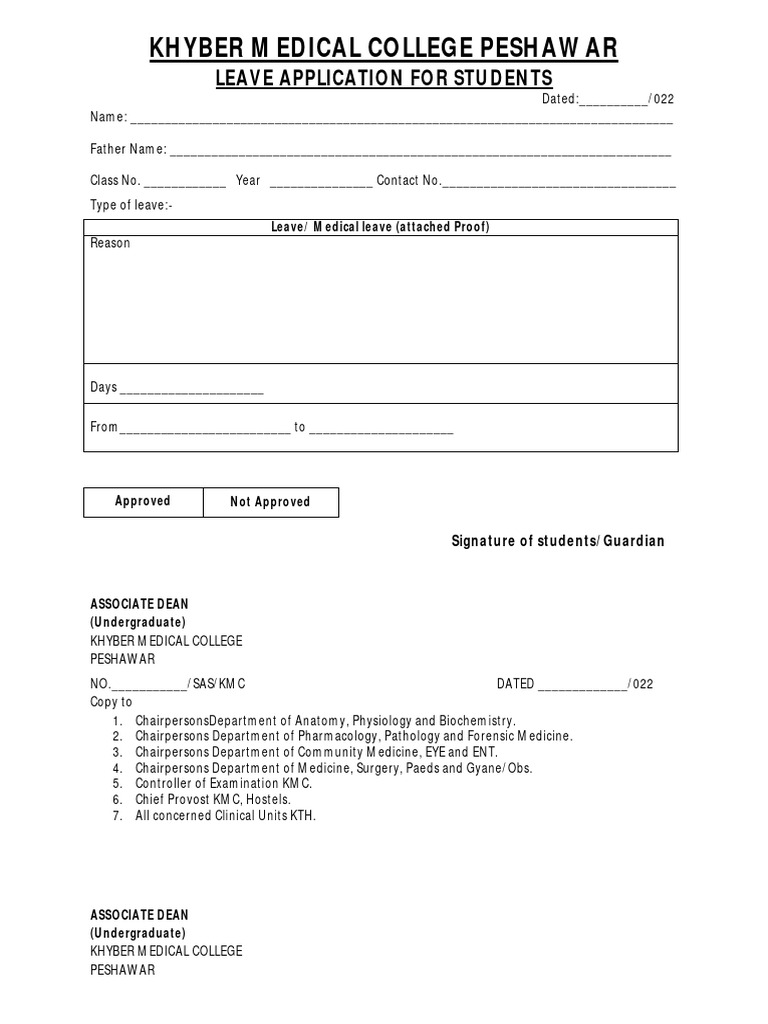 Students Leave Proforma | PDF