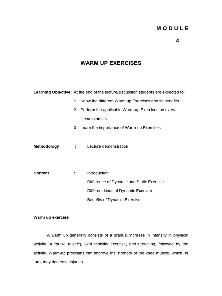 Learning Objective:: Lecture-Demonstration | PDF | Physical Exercise ...