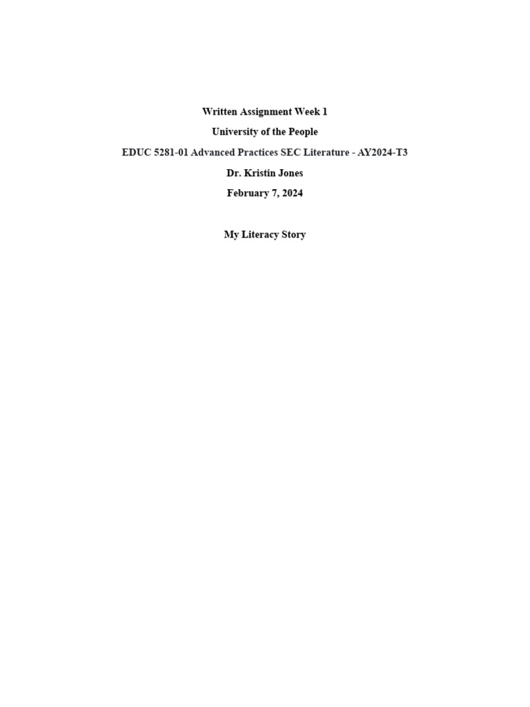 W1 Written | PDF | Literacy | Learning