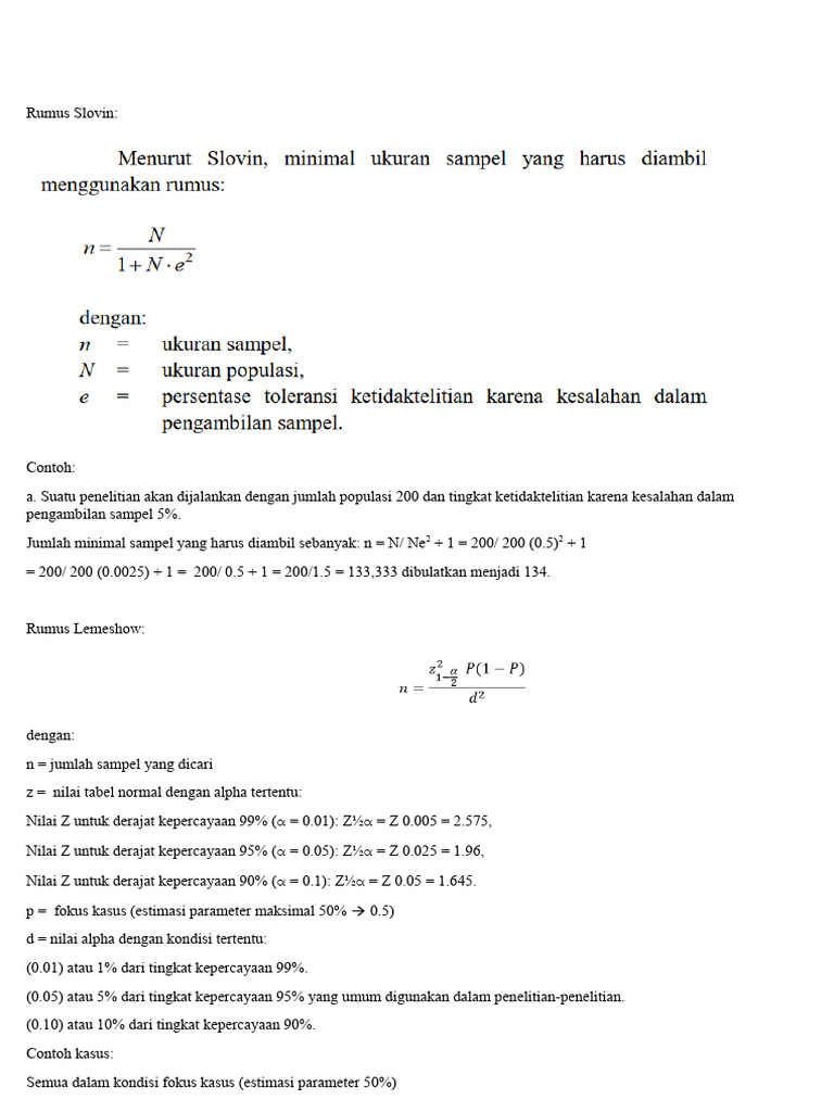 Rumus Sampel | PDF