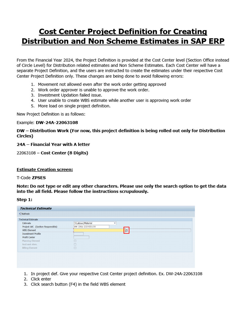 Procedure For Creating Estimate FY2425 | PDF | Computing | Computer Science