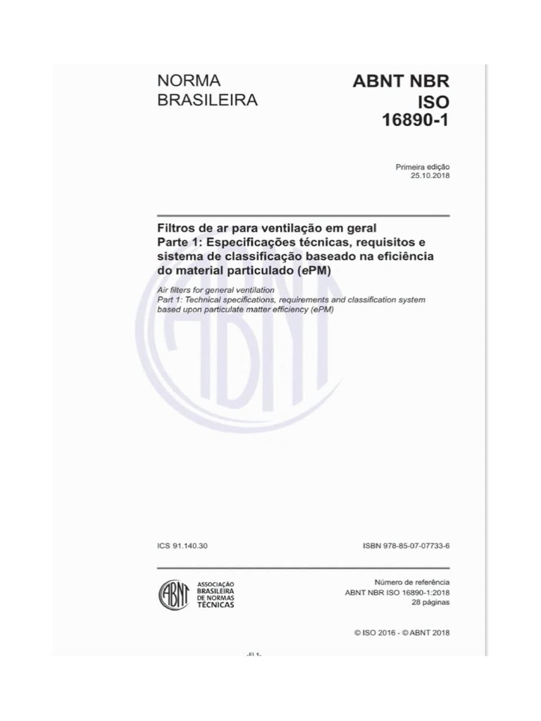 NBR 16890 1 2018 Filtros de Ar | PDF