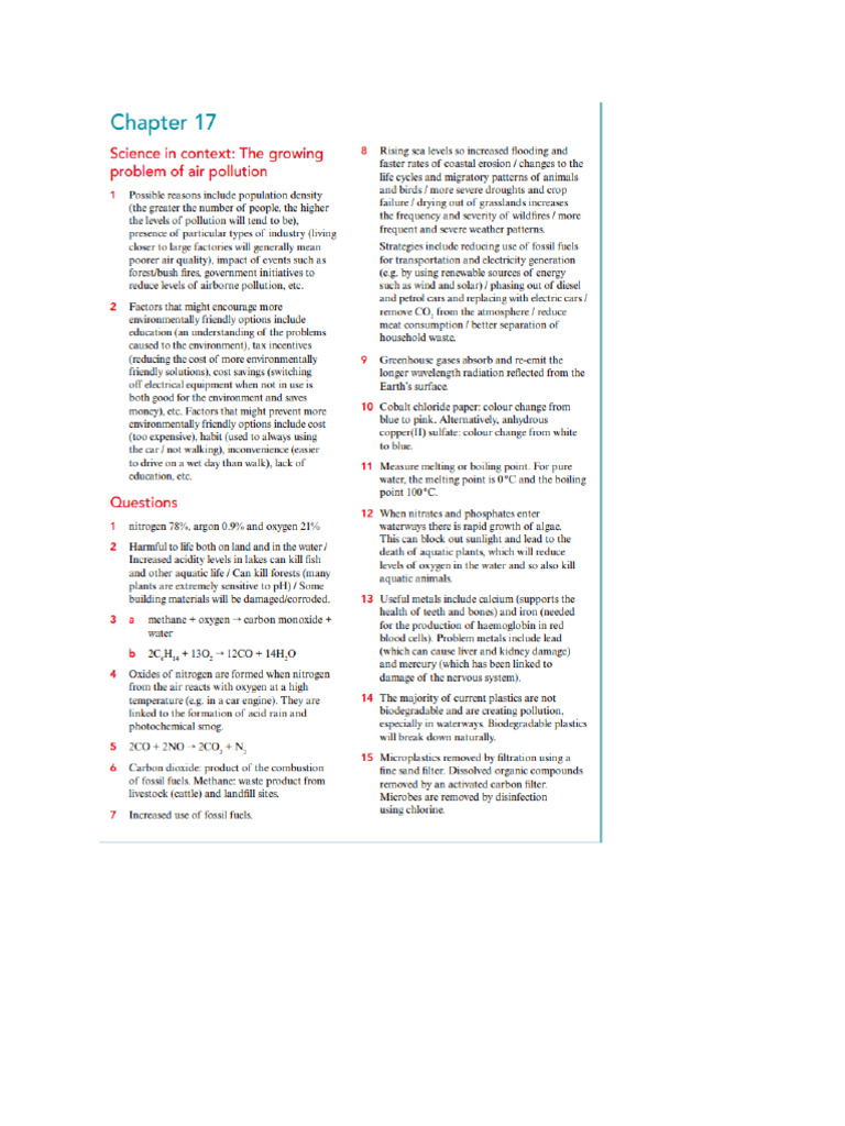 Igcse CHP 17 Answer Key | PDF