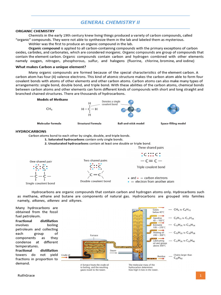 Gen Chem Organic Chemistry Notes | PDF | Alkane | Alkene