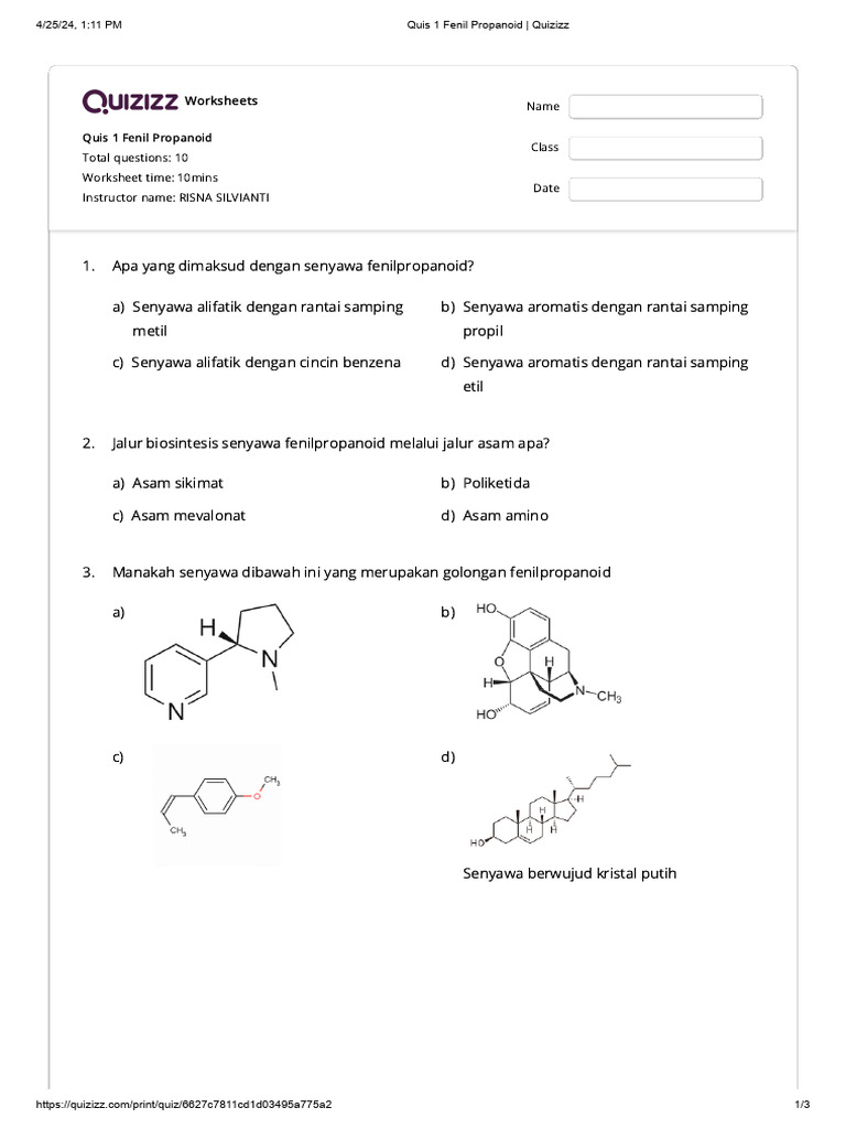 Struktur dan Biosintesis Fenilpropanoid | PDF