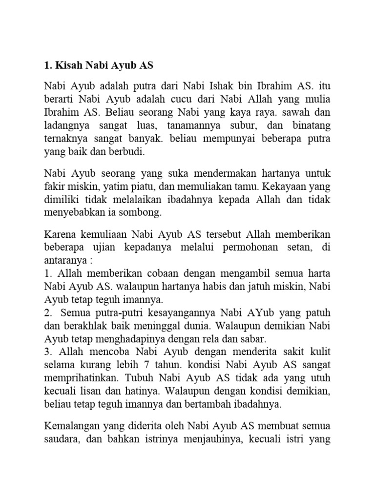 Kisah Nabi Ayub, Musa, dan Isa | PDF | Ilmu Sosial