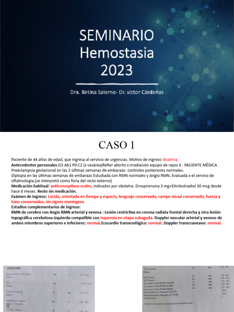 Seminario Hemostasia 2023 | PDF | El embarazo | Enfermedades y trastornos