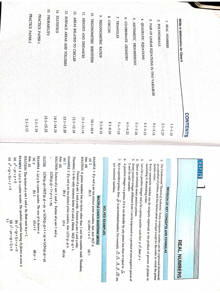 RD Sharma MCQ Class 10 Chapter 1 To 5. | PDF
