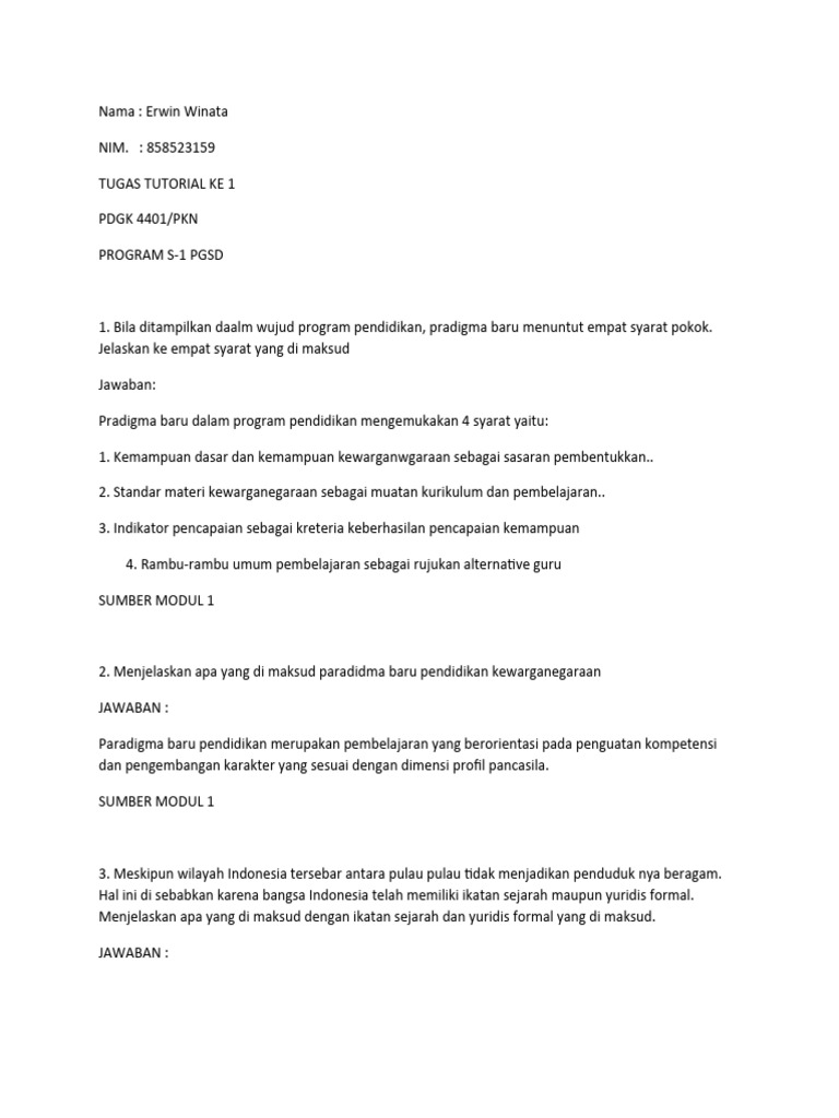 Tugas 1 PKN PDGK4401 | PDF