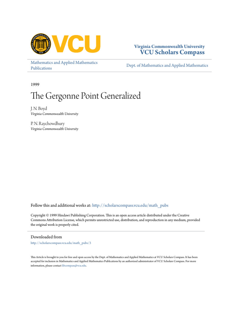 The Gergonne Point Generalized | PDF | Elementary Geometry | Euclidean ...