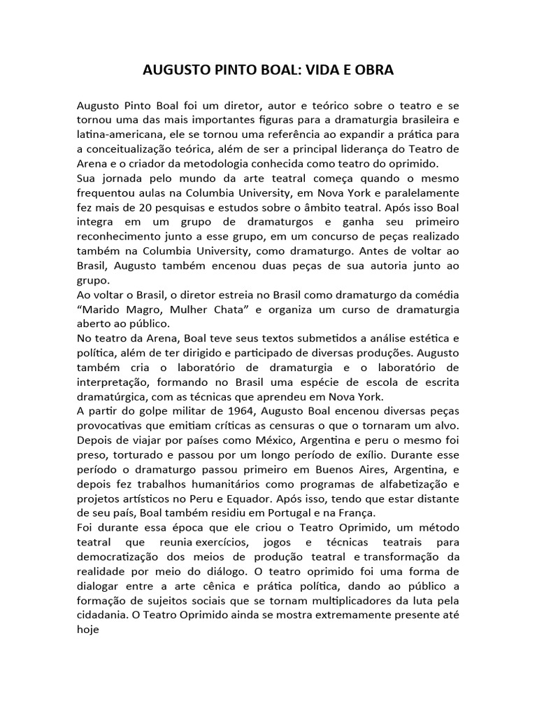 Biografia Augusto Pinto Boal | PDF | Clássicos