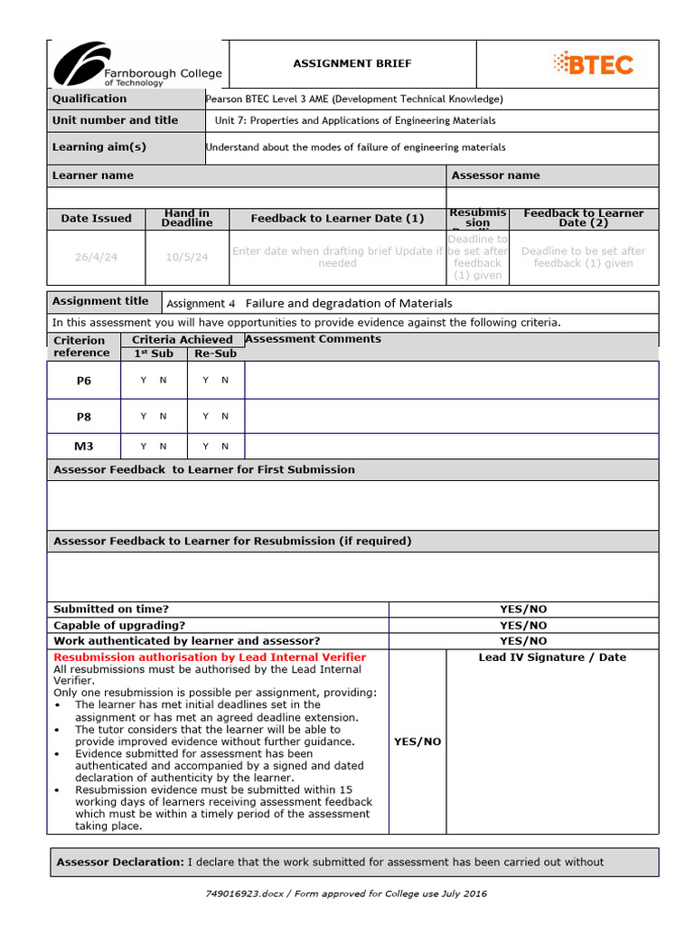 Unit 7 Assignment 4 P6 P8 M3 | PDF | Corrosion | Ductility