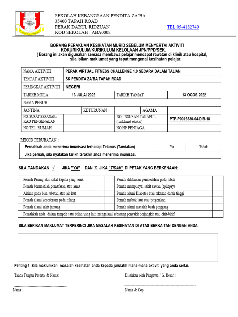 Borang Kebenaran Ibu Bapa | PDF