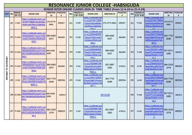 Today Online Class Time Table-1 | PDF
