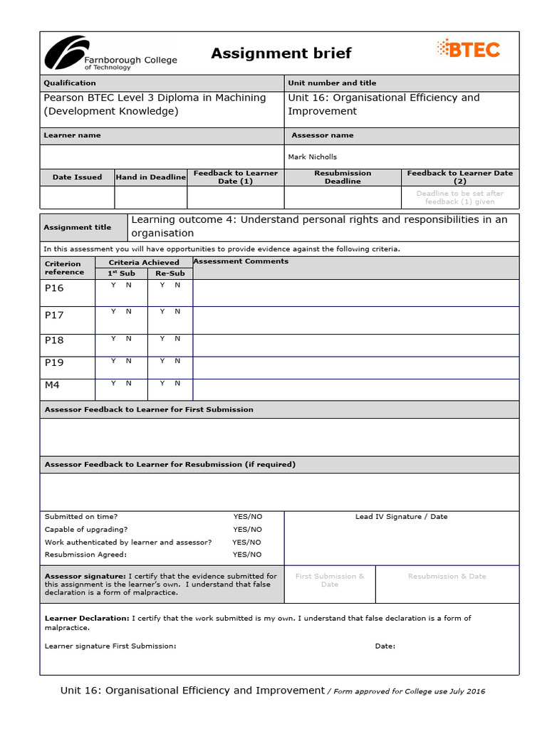 Unit 16-Assignment 4 23-24 | PDF | Behavior Modification | Cognition