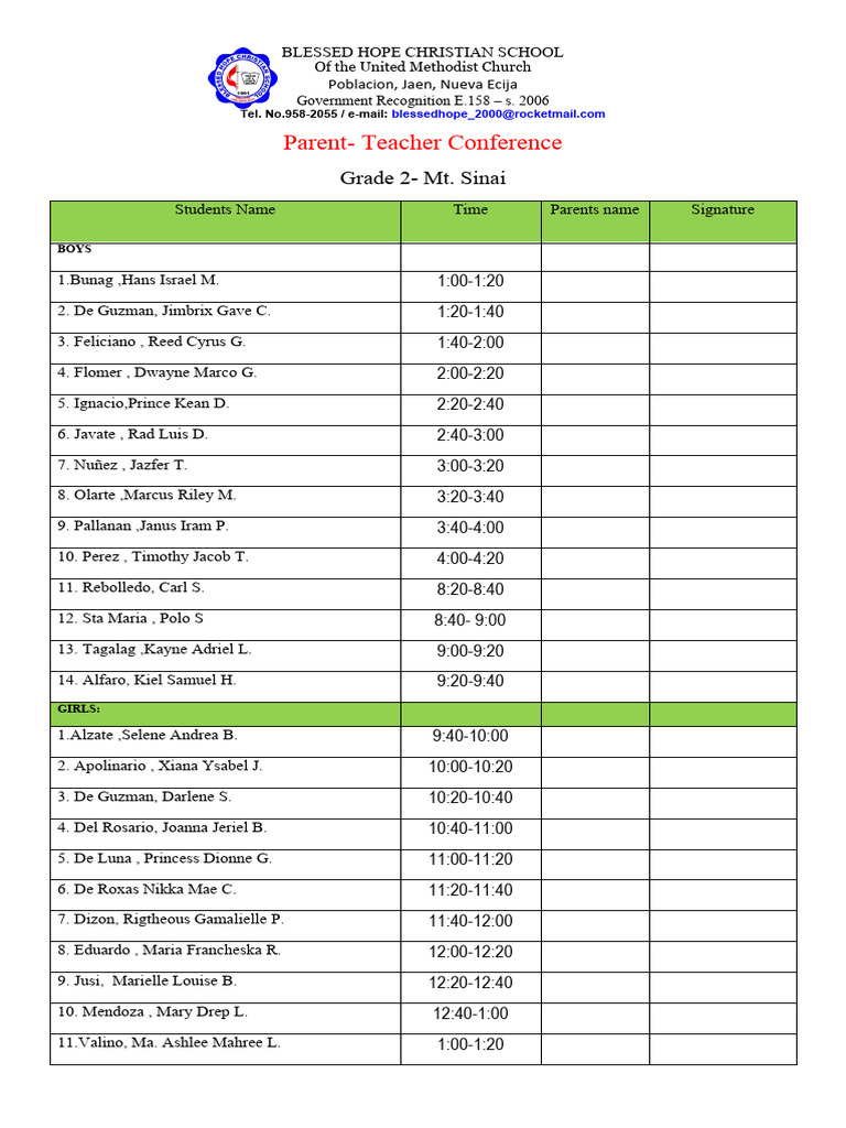 Attendance-Orientation Grade 2 | PDF