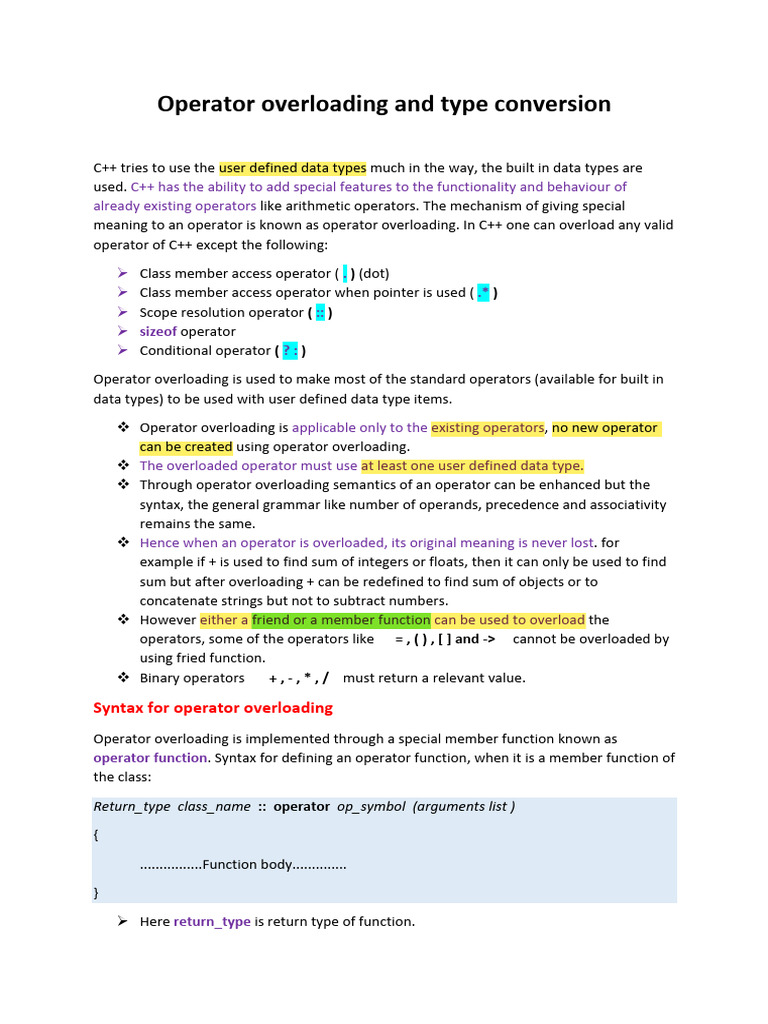 Unit3_operator overloading and type conversion | PDF | Parameter ... Unit3_operator overloading and type conversion | PDF | Parameter ...