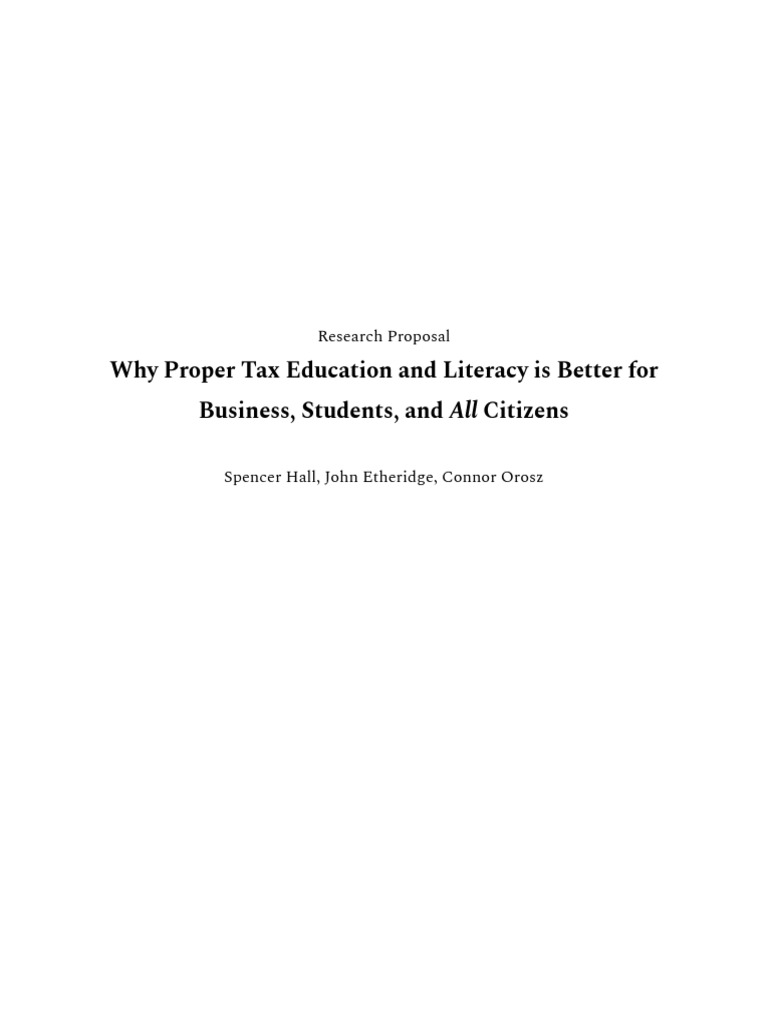 Tax Literacy Research Proposal | PDF | Taxes | Literacy