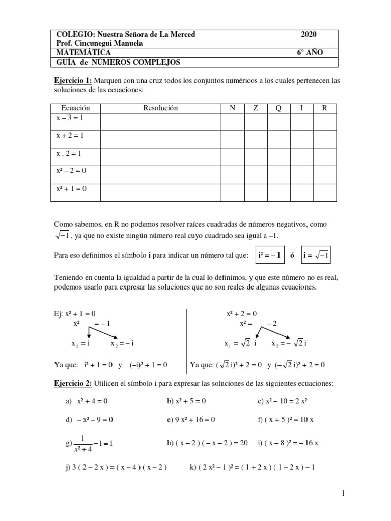 Numeros Complejos | PDF | Ecuaciones | Número complejo