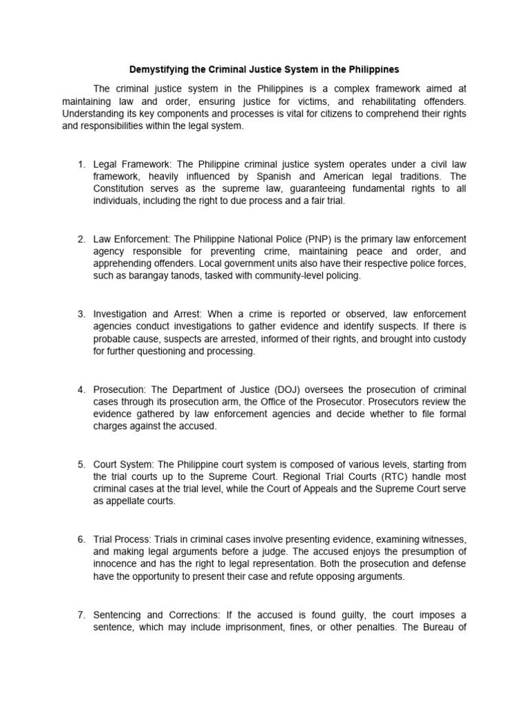 Understanding the Philippine Justice System | PDF | Prosecutor | Crime ...
