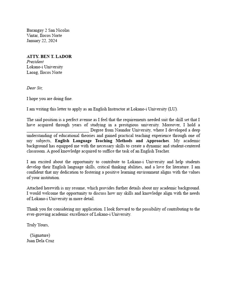 Application Letter Sample | PDF | Wellness | Language Arts & Discipline