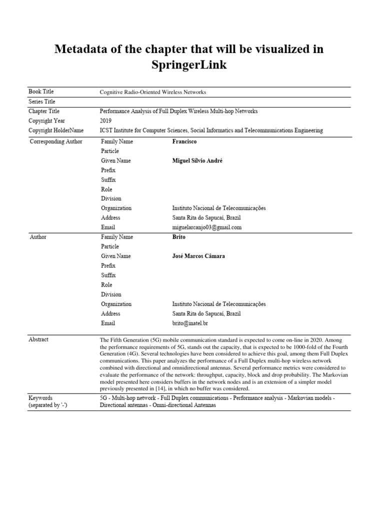 Performance Analysis of Full Duplex Wireless Multi-hop Networks | PDF | Duplex ...