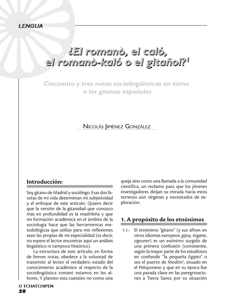 Sociolingüística del Caló Gitano | PDF | Pueblo romaní | Dialecto