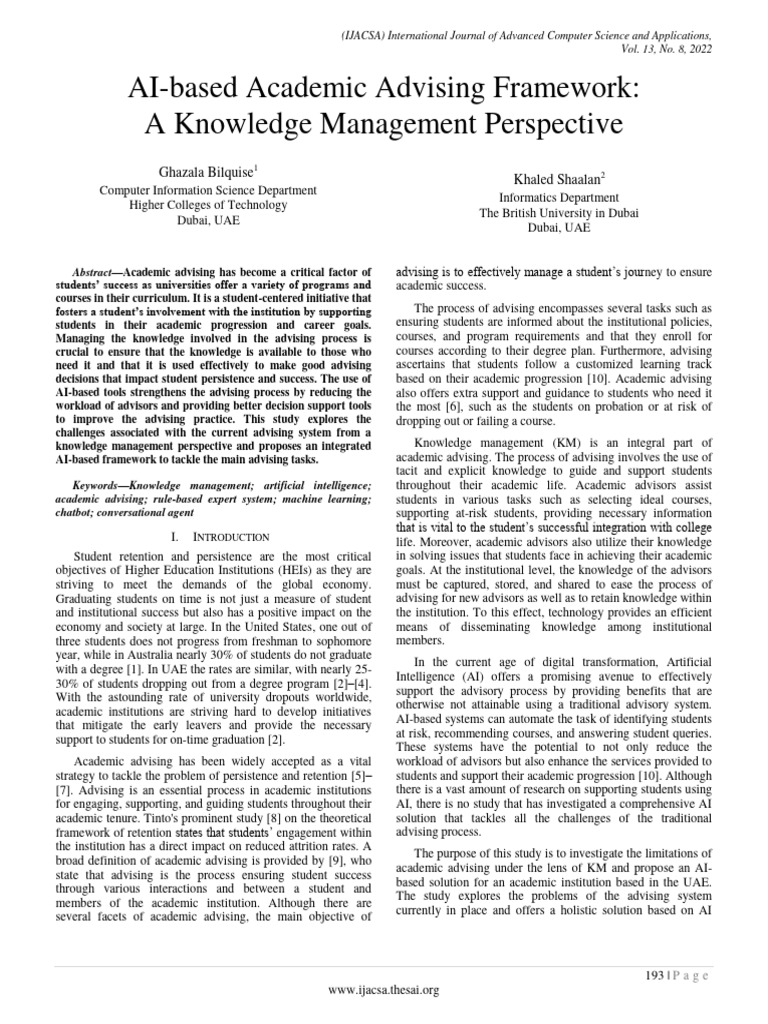 AI Framework for Academic Advising | PDF | Artificial Intelligence | Intelligence (AI) & Semantics