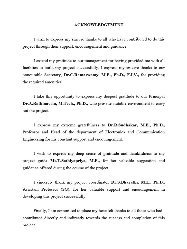 Project Acknowledgements and Gratitude | PDF | Art