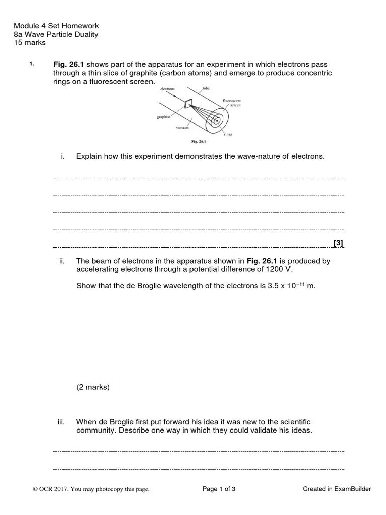 Wave-Particle Duality Homework Set | PDF | Electron | Atomic Physics