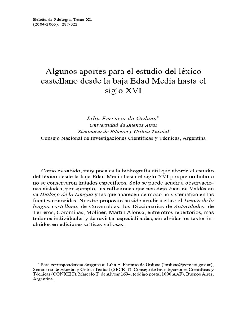 Léxico castellano: Edad Media al XVI | PDF | Lingüística
