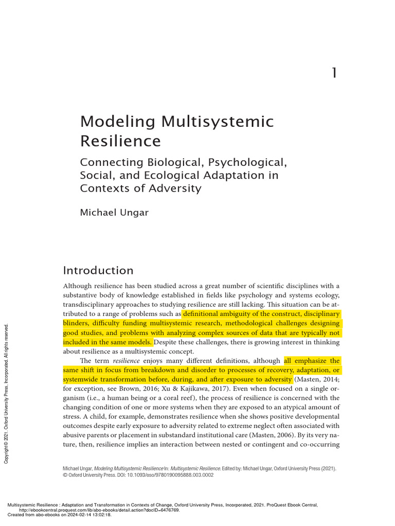 Modeling Multisystemic Resilience | Download Free PDF | Psychological Resilience | Ecological ...