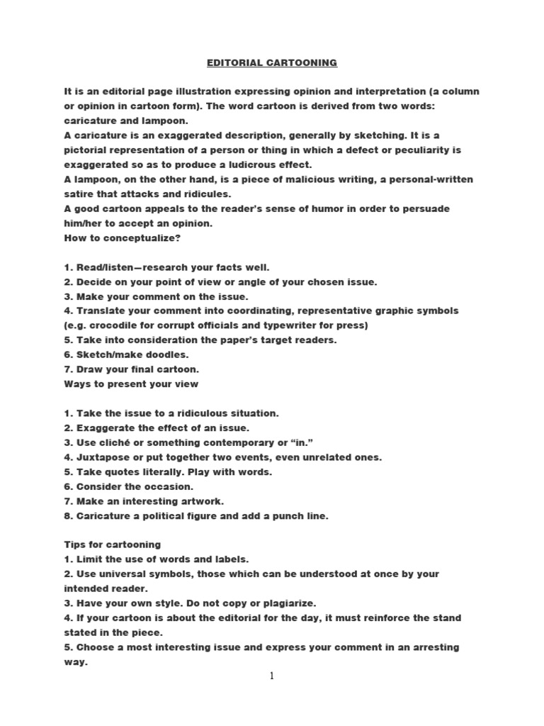 Editorial Cartooning Guide | PDF | Cartoon | Cartooning