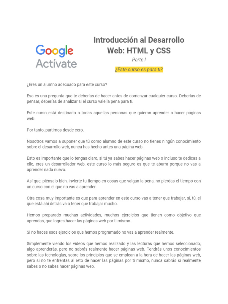 Curso de Desarrollo Web: HTML y CSS | PDF | Red mundial | Internet y web