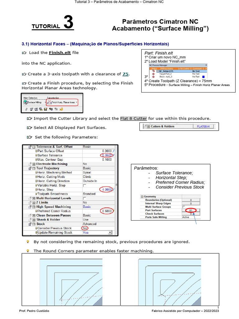 FAC - 2023 - 2024 - TL4 - Surface Milling (Parametros Acabamento) | PDF | Machine Tool