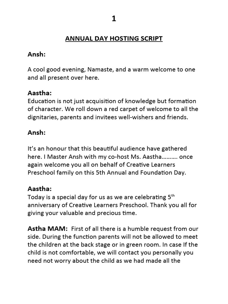 Preschool Annual Day Script | PDF | Art
