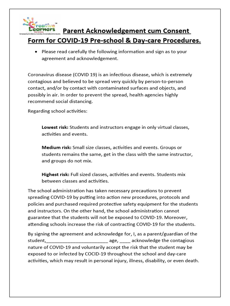 Covid Consent Form | PDF | Diseases And Disorders | Epidemiology