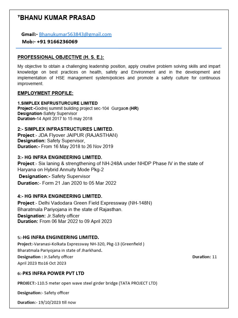 PRATAP CV | PDF | Safety