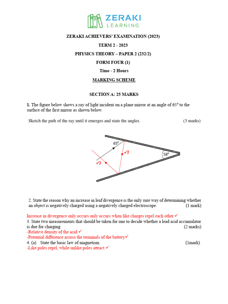 Physics Paper 2 - - Marking Scheme | PDF | Inductor | Radioactive Decay