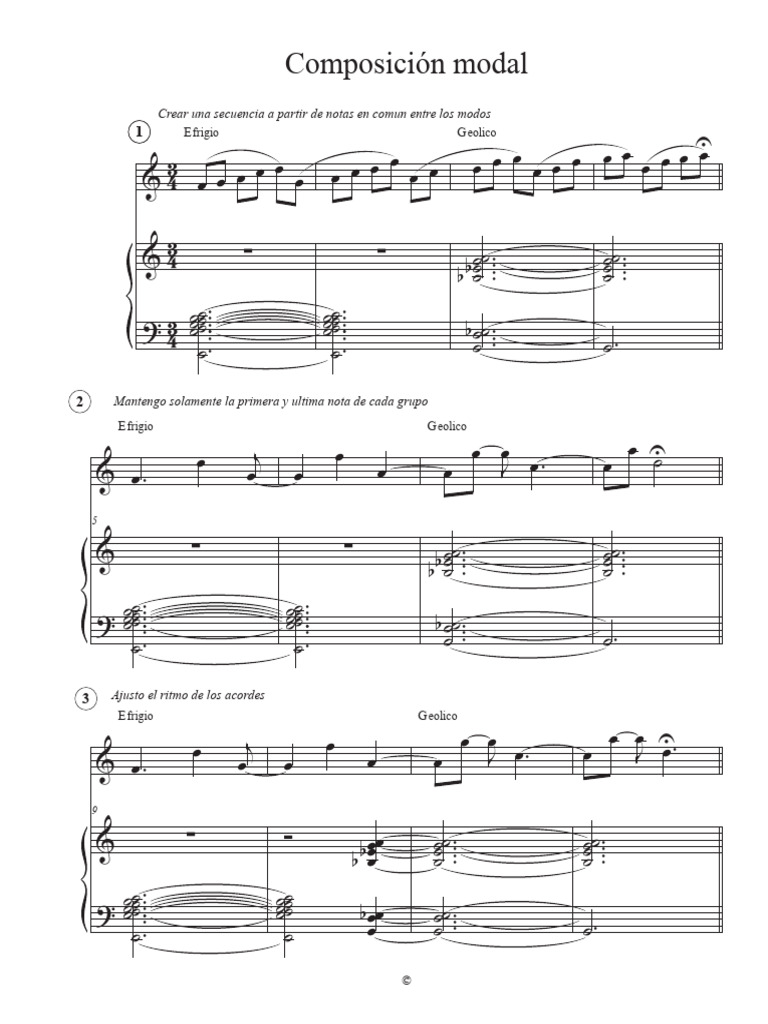 composicion modal-ejemplo - Score | PDF | Teoría musical | Elementos de ...