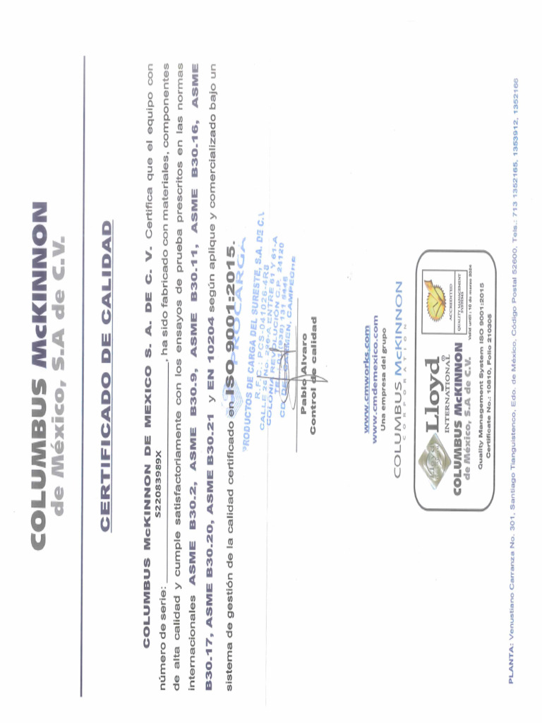 Certificados Estrobos y Diferencial | PDF