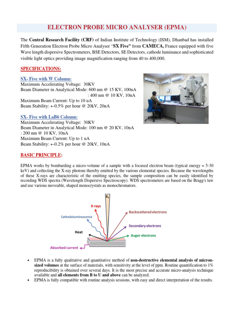 epma | PDF | Energy Dispersive X Ray Spectroscopy | Electromagnetic Radiation
