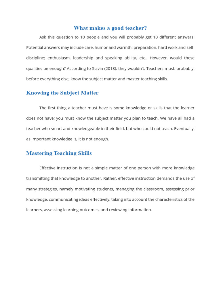 Good-Intentional Teacher | PDF