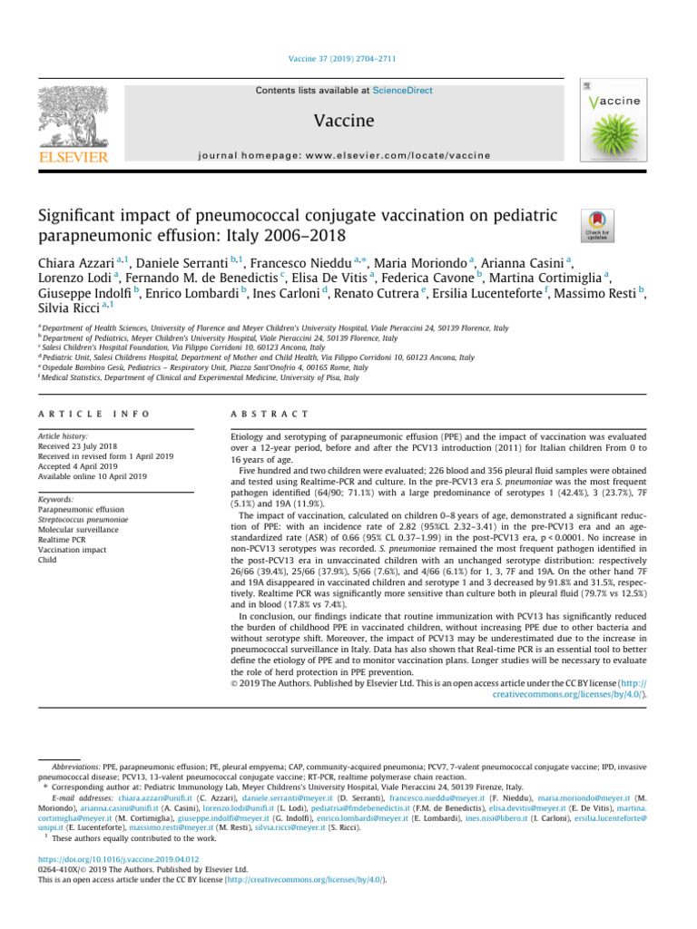 Significant Impact of Pneumococcal Conjugate Vaccination On Pediatric ...