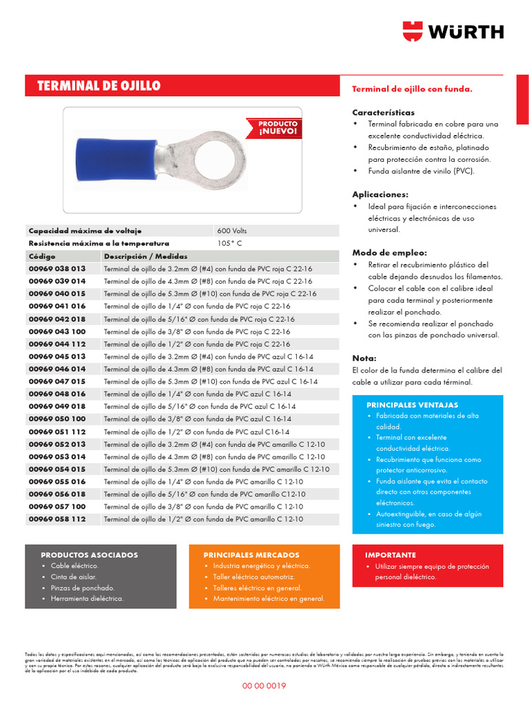Terminales de Ojillo: Especificaciones y Usos | PDF | Electricidad ...