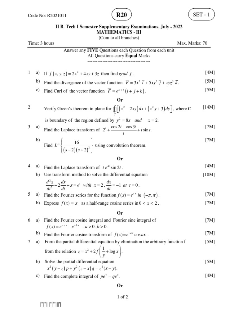 Mathematics III July 2022 | PDF | Partial Differential Equation ...