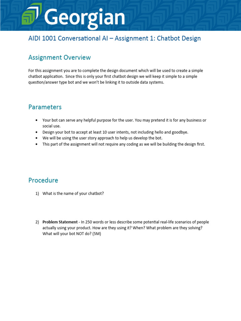 Chatbot Design Assignment Guide | PDF | Information Technology | Software Engineering