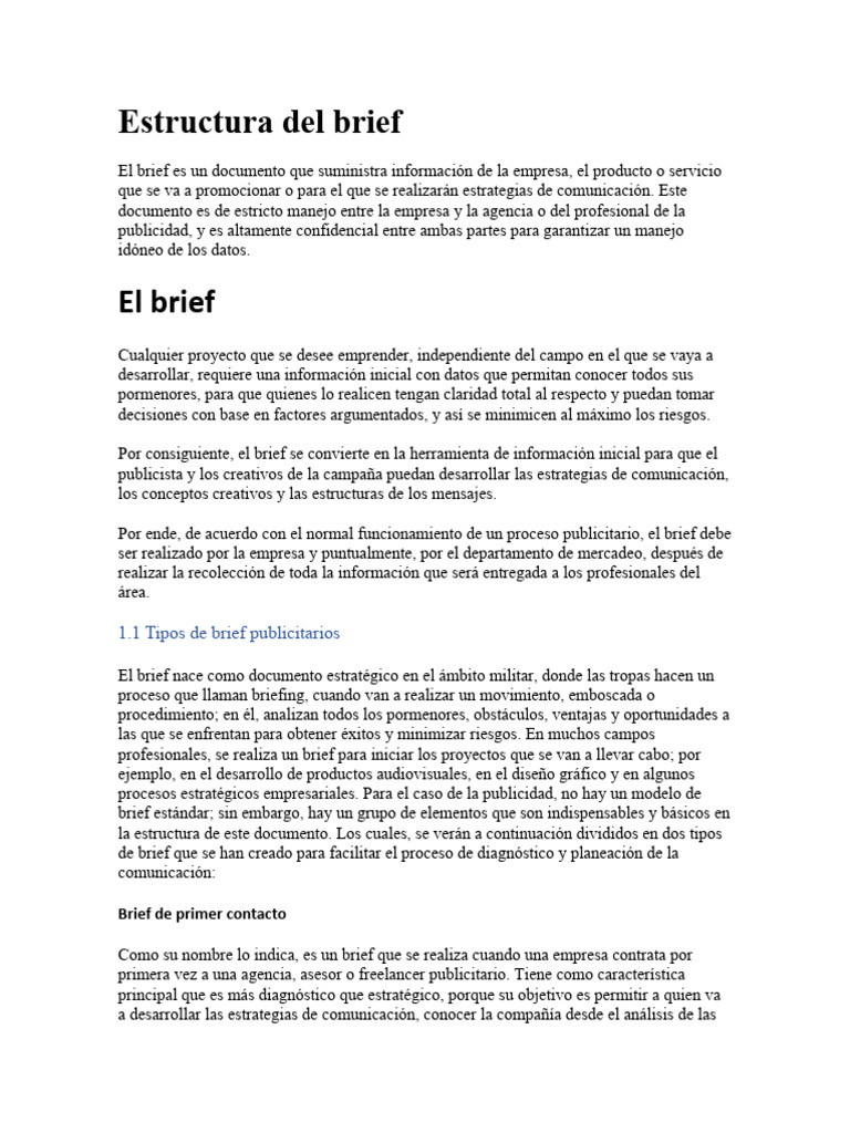 Estructura Del Brief | PDF | Publicidad | Business
