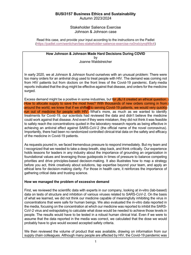 BES JJ Case For SS Exercise | PDF | Bioethics | Clinical Trial