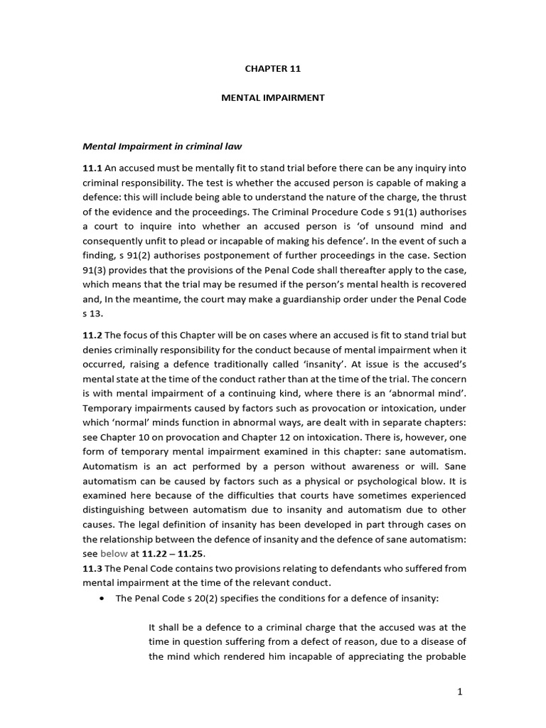 Mental Impairment | PDF | Insanity Defense | Burden Of Proof (Law)